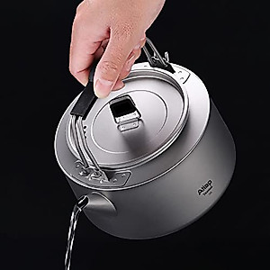 ATiAP Titanium Kettle Coffee Tea Pot 0.6L/ 1L with Mesh Bag Portable for Outdoor Camping (Ta9082-1L)