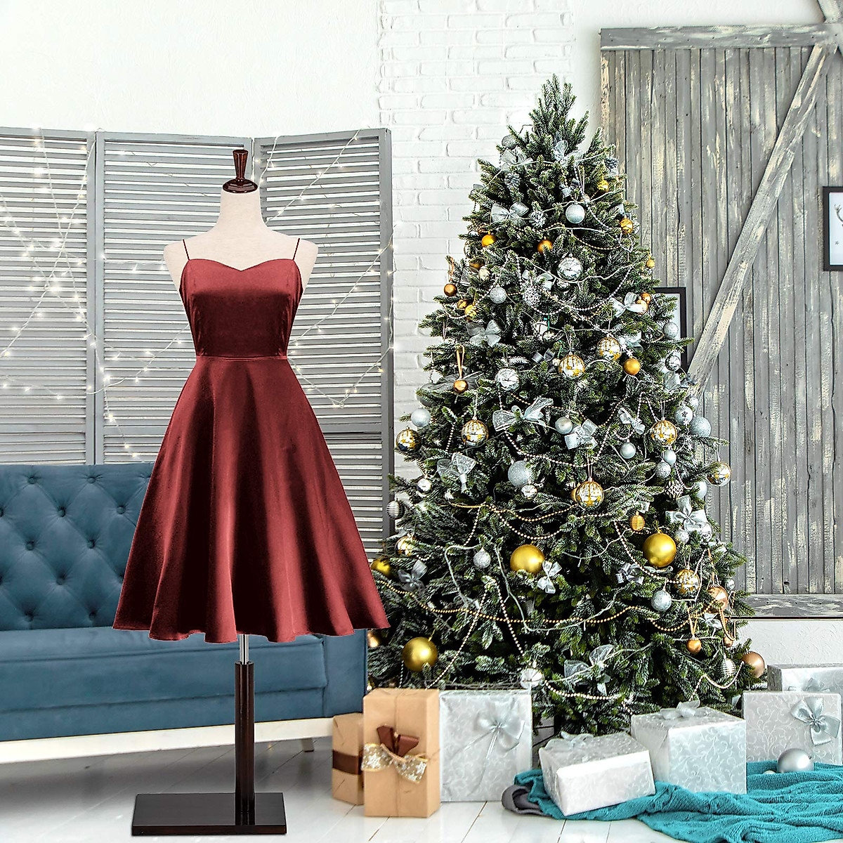 VINGLI Female Dress Form, Mannequin Torso Body with Adjustable Wood Stand for Dress Display Clothes Design, Pinnable Manikin (White, 6-8)