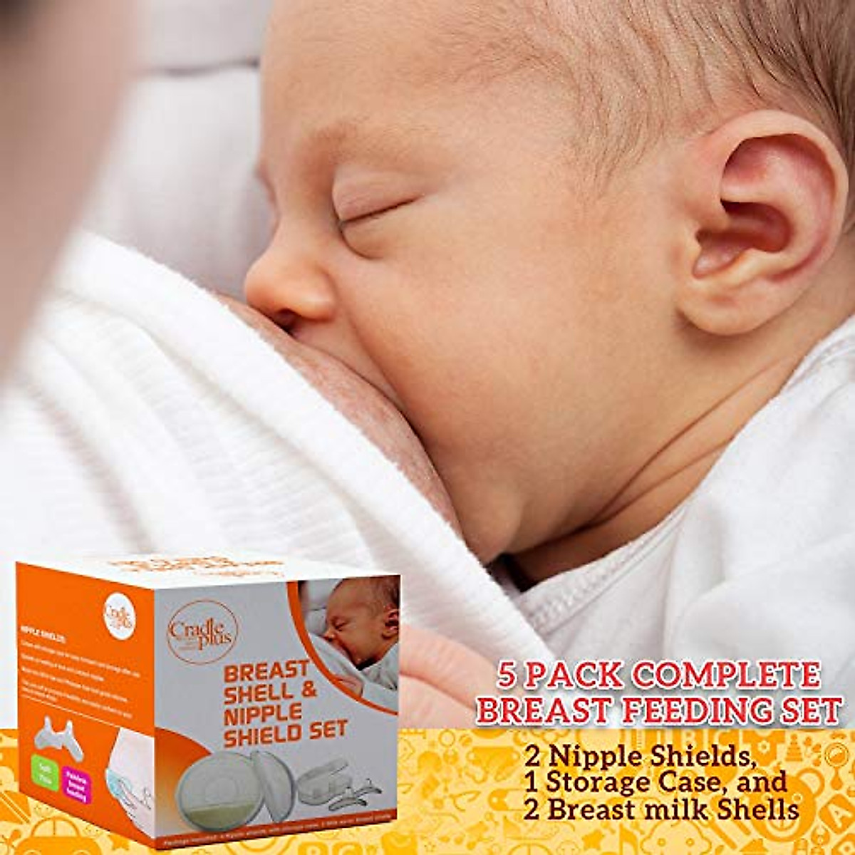 Nippleshield and Breast Shell for Breast Feeding | Nipple Shield in Storage case | Breastfeeding Essentials | Milk Savers or BreastMilk Catcher | Protects Sore Nipples & Collects Breast Milk Leaks