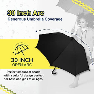 The Weather Station Children's Mini Manual Rain Umbrella, Metal, Windproof, Lightweight, and Packable for Travel, Full 30 Inch Arc, Black