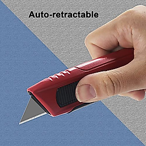 XW Auto-retractable Safety Box Cutter, Aluminum Alloy Utility Knife Self-retracting, 2-Pack