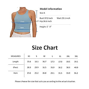 THE GYM PEOPLE Women's Racerback Longline Sports Bra Removable Padded High Neck Workout Yoga Crop Tops Bright Pink
