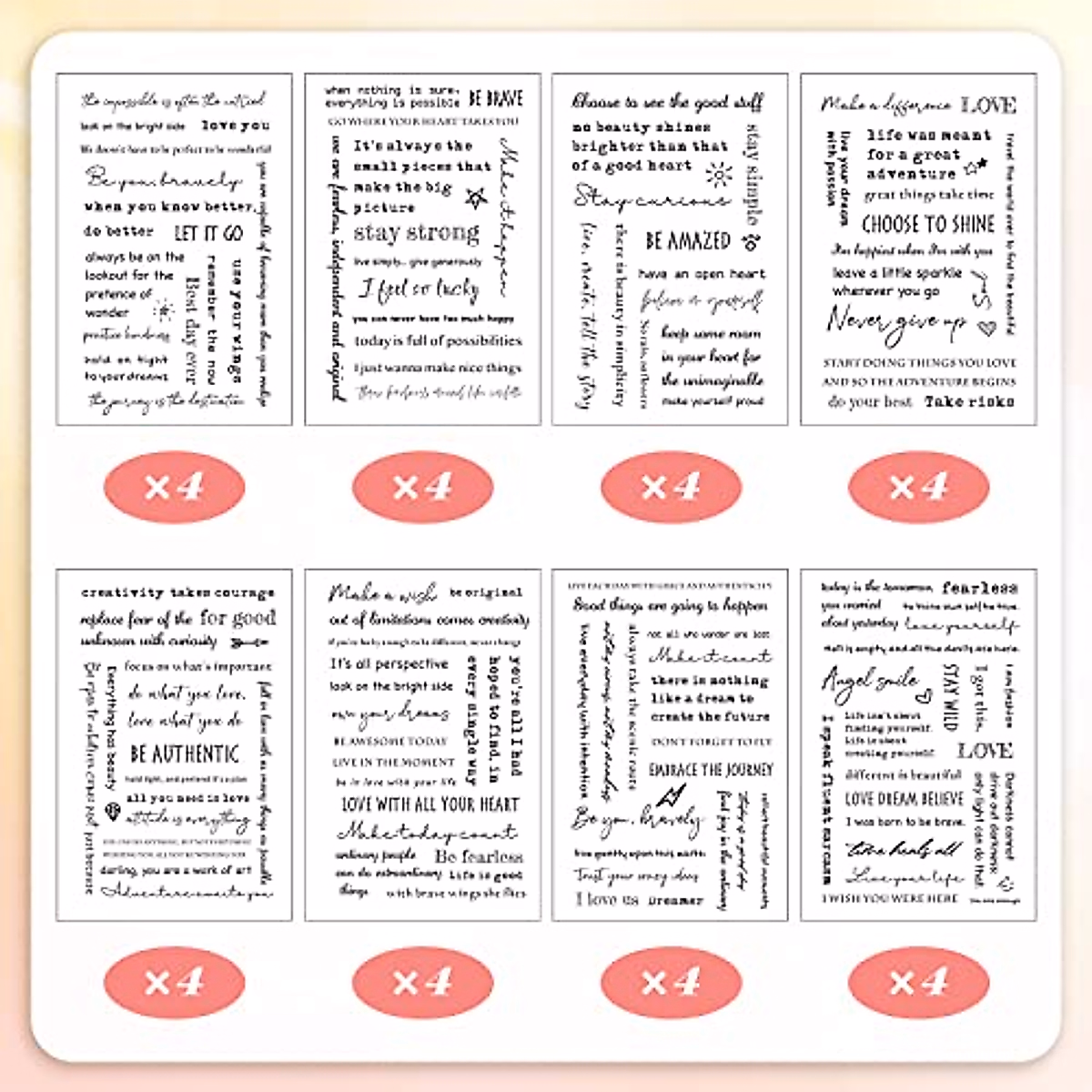 48 Sheets Inspirational Quotes Planner Stickers Small Talk for Journaling Scrapbook Supplies Motivational Words Simple Neat Handwritten Letters Typewritten Scripts, 8 Styles (Black)