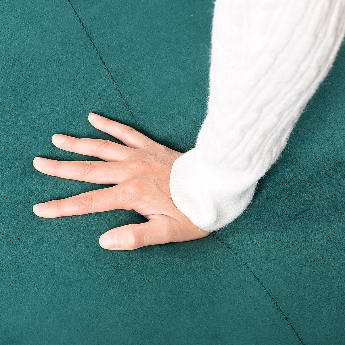 MMTGO 27.5” Whale Rocking Chair w/Metal Support, Comfy Velvet Upholstered Rocker with Non-Slip Solid Wood Legs Suit for Bedroom, Living Room, Porch, Office, Green