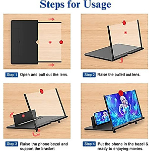 16" Screen Magnifier for Cell Phone - Mobile Phone 3D HD Magnifying Projector Screen Enlarger for Movies, Videos and Gaming – Foldable Phone Stand with Screen Amplifier–Compatible with All Phones