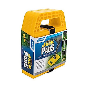 Camco Camper/RV Stabilizing Jack Pads | Features Interlocking Design & Includes Handy Strap for RV Storage and Organization | Molded of Strong UV Stabilized Polypropylene | 4-Pack (44595)