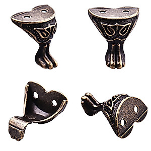 4Pcs Antique Brass Box Legs Feet Corner Protector Zinc Alloy Gift Box Jewelry Wood Case Decorative Feet Leg Metal Corner Protector Furniture Fittings