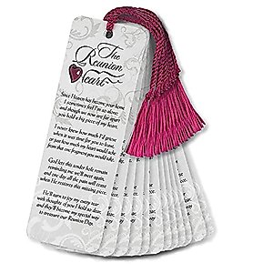 The Reunion Heart Memorial Damask Ivory Cardstock Tassel Bookmarks, Pack of 12