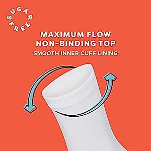 Sugar Free Sox Active-Fit Womens Cushioned Diabetic Crew Socks 3 Pack (Black, 9-11)