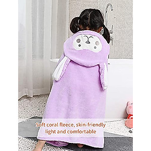 Vauwmsr Kids Hooded Beach Bath Towel Blanket Soft Warm Absorbent Swimming Poncho Shower Towel for Boys Girls, 55" x 28"