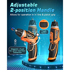 Vastar 8V Cordless Electric Screwdriver, 89Pcs Rechargeable Power Magnetic Screwdriver Kit in Carrying Case, with 10+1 Torque Settings, Dual Position Handle, Battery Indicator, Flexible Shaft, LED