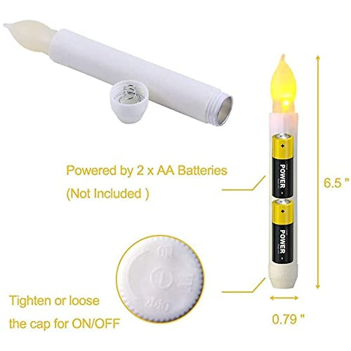 Warm White Taper Candles Battery Operated with Remote Control, 12pcs Short Led Candle Lights for Thanksgiving Day, Christmas Party, Fireplace Mantle, Wall Sconces, Halloween Decoration