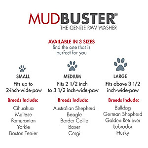 Dexas MudBuster Portable Dog Paw Washer/Paw Cleaner, Large, Light Gray