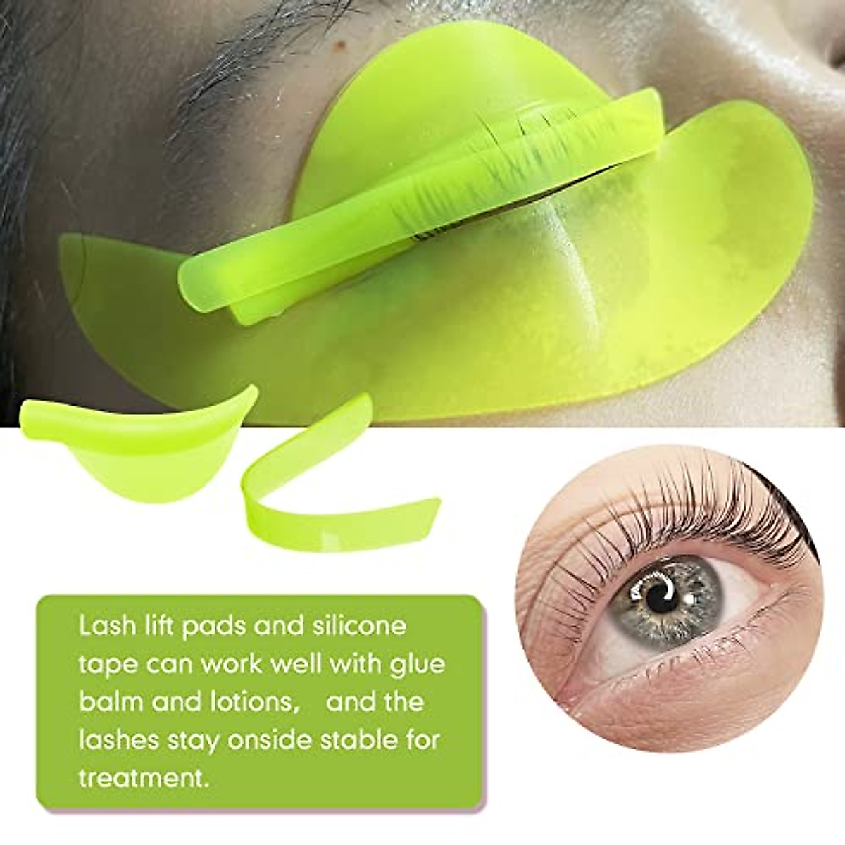 Lash Lift Pads, PERMANIA 3 in 1 Silicone Eyelash Lift Shield for Lash Perm Kit, Reusable Eye Patches & Eyelash Lifting Ribbon Curlers Fit Eyes Lash Lift Covering DIY at Home (Yellow)