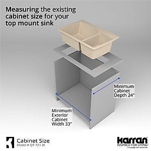 Karran QT-721 Drop-In Quartz Composite 34 in. 1-Hole 60/40 Double Bowl Kitchen Sink in Bisque