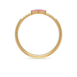 Certified Natural Pink Sapphire Diamond Promise Ring, AAA Quality, Pink Sapphire Anniversary Ring - With Jewelry Box, 14K Yellow Gold, Size:US 9.00