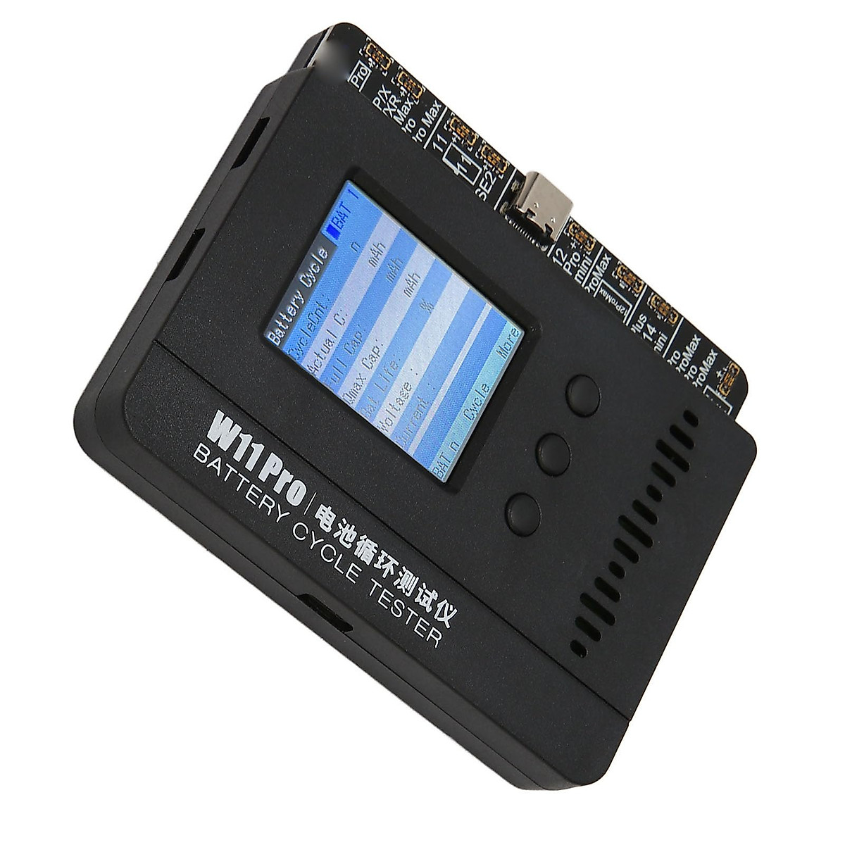 Small Battery Tester, Automatic Parameter Matching Battery Cycle Tester 1.8 Inch TFT Display for Repair (US Plug)
