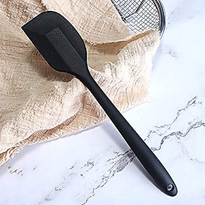 JIANYI 11 Inch Silicone Spatula, One Piece Design Flexible Scraper, Nonstick Small Rubber Kitchen Utensils for Cooking, Baking and Mixing - Black