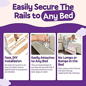 ComfyBumpy 59 inch Extra Long Bed Rail for Toddlers - Baby Bed Rail Guard for Kids, Twin, Full, King and Queen Beds - Adjustable Toddler Bed Rails - Baby Bed Side Bedrails - Pink, XL (59" x 19.5")