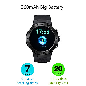 MOKCF 1.32 Inch High End Smart Watch for iPhone Android Military Fitness Sport Watches with Blood Pressure Heart Rate Monitor Sleep Tracker for Men (Black)