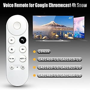 New Universal Remote Control Compatible with Google Chromecast 4k Snow(Remote Control ONLY), Voice Remote Control for G9N9N/GA01409-US/GA01919-US/GA01920-US/GA01923-US/GA02463-US/GA02464-US