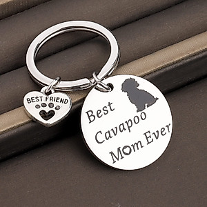 Lywjyb Birdgot Best Cavapoo Mom Ever Keychain Dog Lover Best Friend Cavapoo Gift (Best Cavapoo ky)