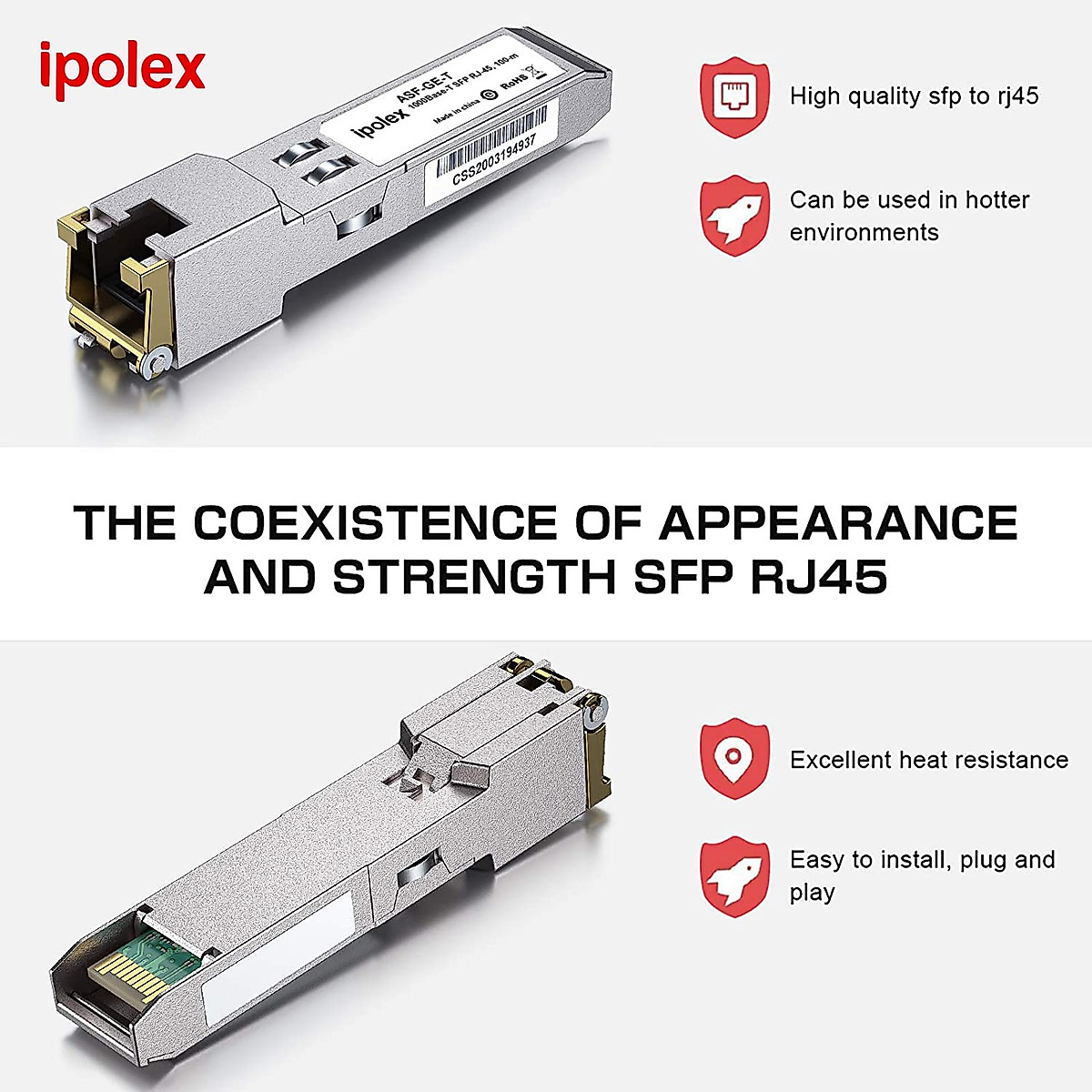 Gigabit SFP to RJ45 Copper SFP Transceiver 1000Base-T, 1.25G SFP-T Copper SFP Module, for Ubiquiti UniFi UF-RJ45-1G/UACC-CM-RJ45-1G, Mikrotik, Fortinet, Netgear, TP-Link and More(CAT5e/6,100m)