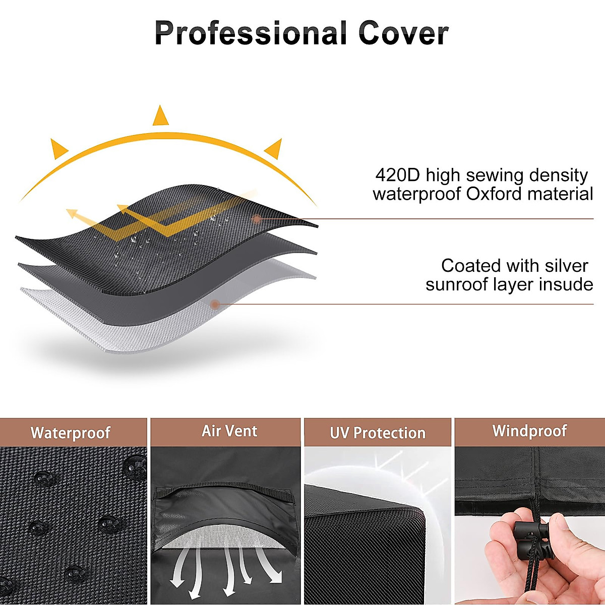 Mrrihand Central Air Conditioner Cover for Outside Units Waterproof Heavy Duty AC Unit for Outdoor Large AC Cover for Winter (36"X36"X39")-Balck