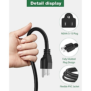 95104L Circular Saw Power Cord Replacement for SKILSAW Worm Drive Saw SPT77WM SPT78W SPT77WML SKILSaw Heavy Duty Power Tool Accessory 3 Pin Power Cord Black 2.5M/8.2FT US Standard Universal Cord