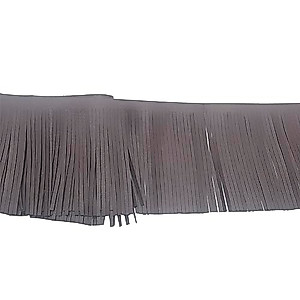 KUYLENT 2 Yards 4 Inches PU Faux Leather Fringe Trim Tassel Trim for Craft DIY Sewing Clothing Handbag Garment Hem Decoration (Dark Coffee)