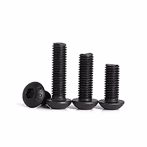 50 Pcs M5-0.8 x 12mm Button Head Socket Cap Screws, 10.9 Grade Alloy Steel, Allen Socket Drive, Black Oxide Finish, Full Thread (10.9 Grade,M5-0.8 x 12mm,50 Pcs)
