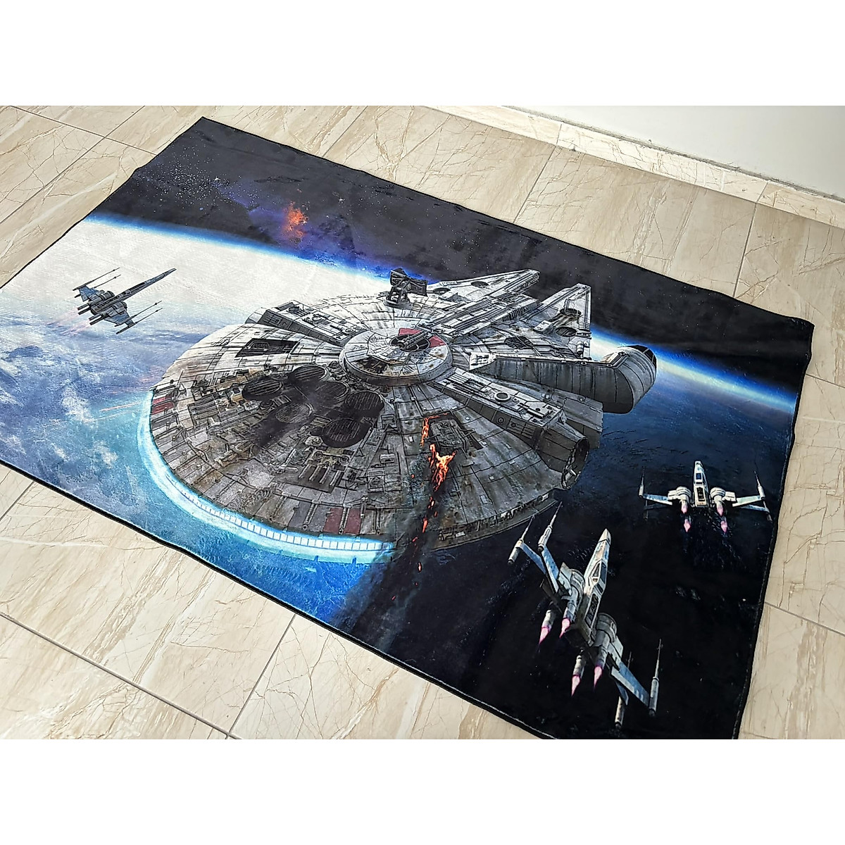 Millenium Falcon Rug, Starwars Rug, Boy Room Rug, Fantastic Rug, Home Decor Rug, Area Rug, Soft Rug cv465.1 (23”x31”)=60x80cm=1.9 ft x2.6 ft