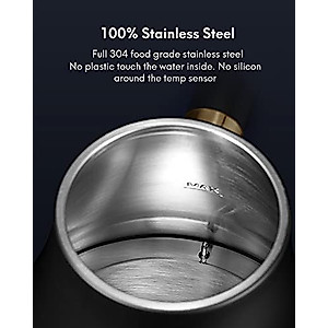Gooseneck Kettle Temperature Control, Pour Over Electric Kettle for Coffee and Tea, 100% Stainless Steel Inner, 1200W Rapid Heating, 0.8L, Built-in Stopwatch, Matte Black