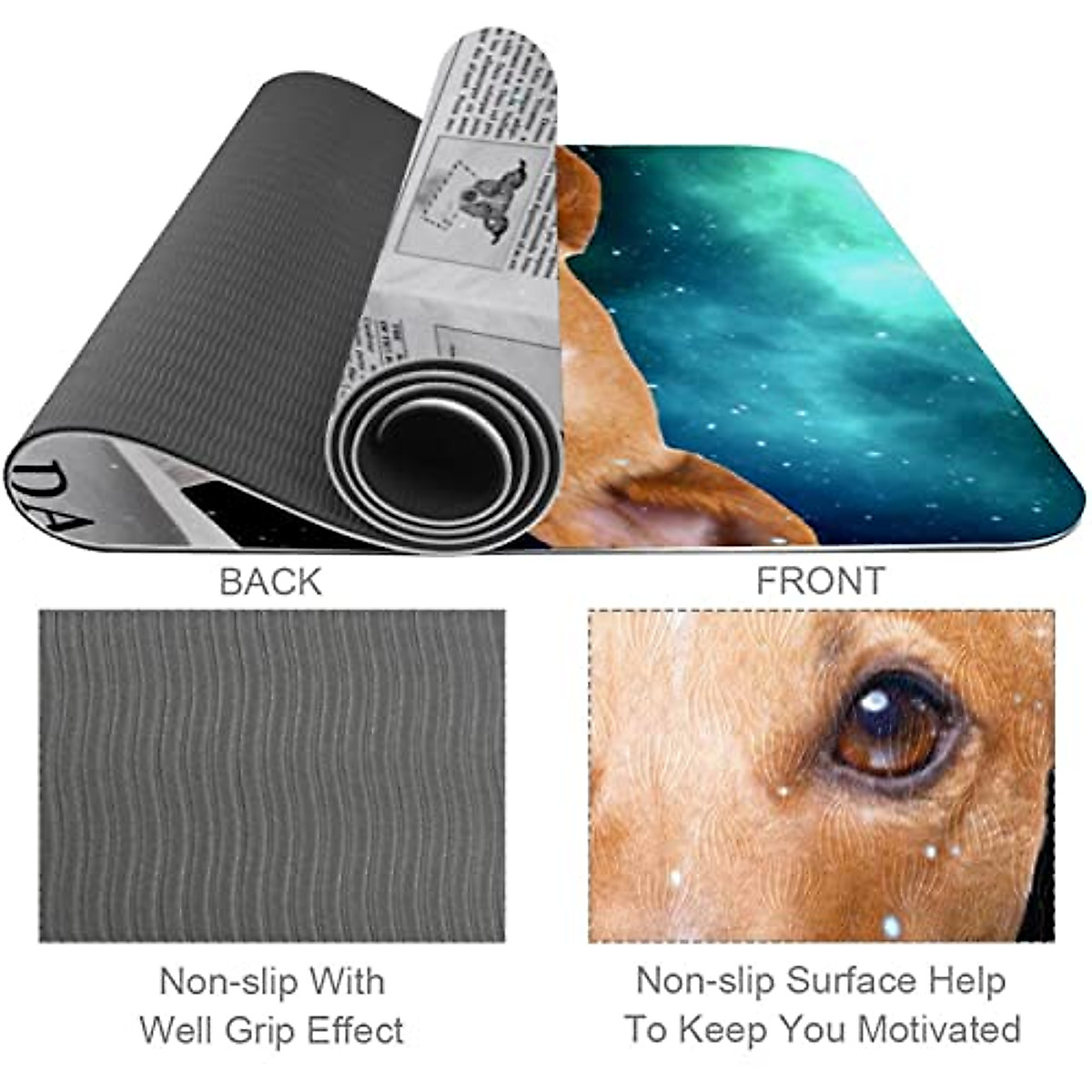 Yoga Mat, Yoga Mats for Home Workout, Workout Mat, Exercise Mats, Pilates Mat, Cool Dog Stars Space