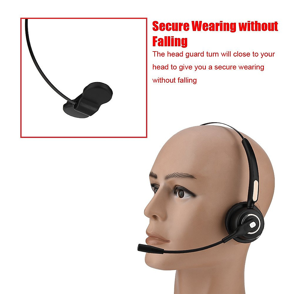 Bluetooth Business Headset with Mic, 12 Hours, Noise Cancelling, Comfortable Wearing, Lightweight for Call Center, Computer, Telephone, Desktop Box