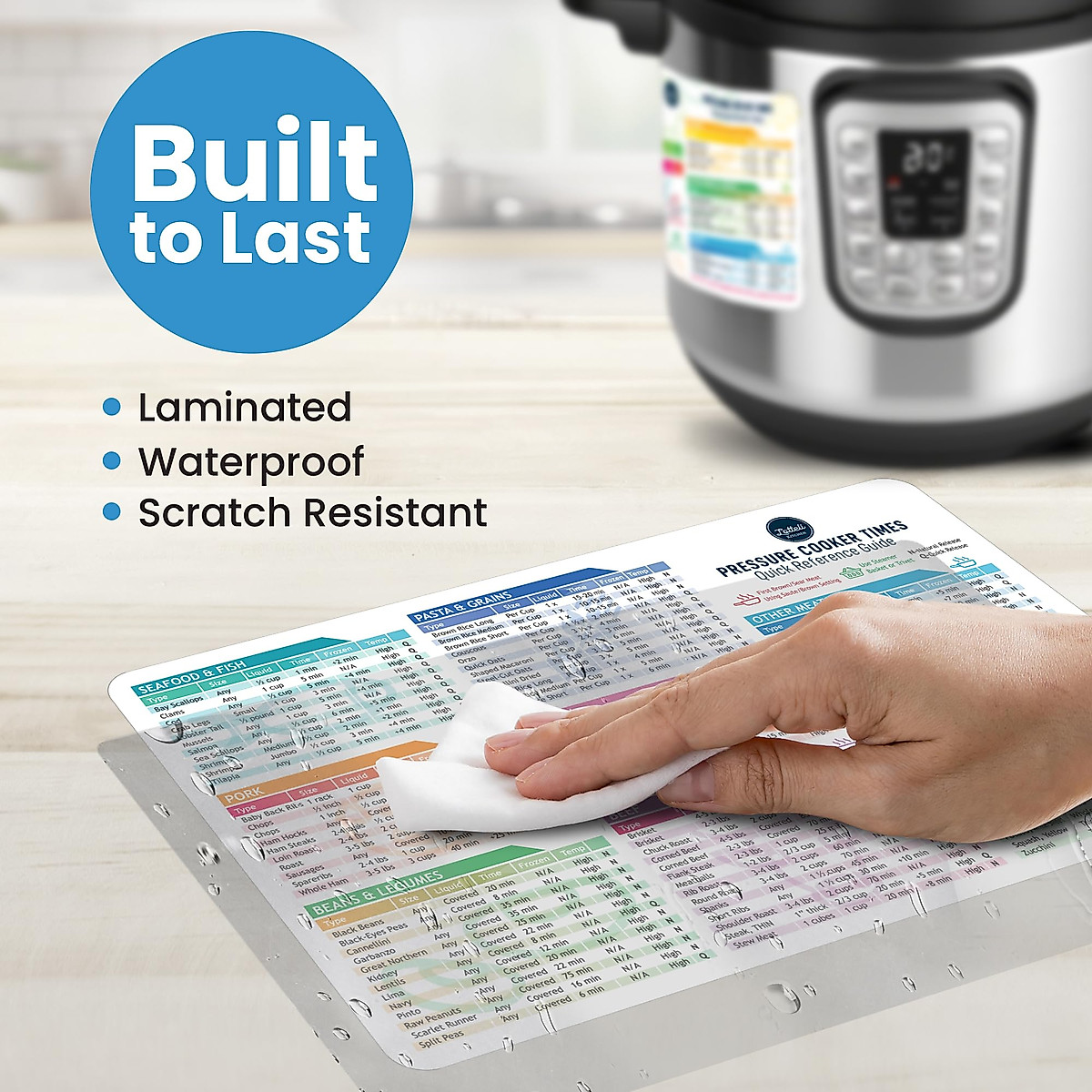 Instant Pot Cooking Times Chart - Pressure Cooker Accessories Cook Times - Easy to Use & Clean Strong Magnet - Instant Pot Cheat Sheet Magnet Set Quick Reference Guide - White