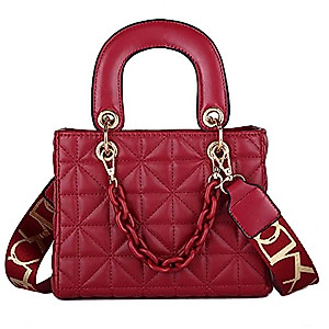 AyTotoro Purses and Handbags for Women Fashion Ladies PU Leather Top Handle Satchel Shoulder Tote Quilted Crossbody Bags (small Burgundy)