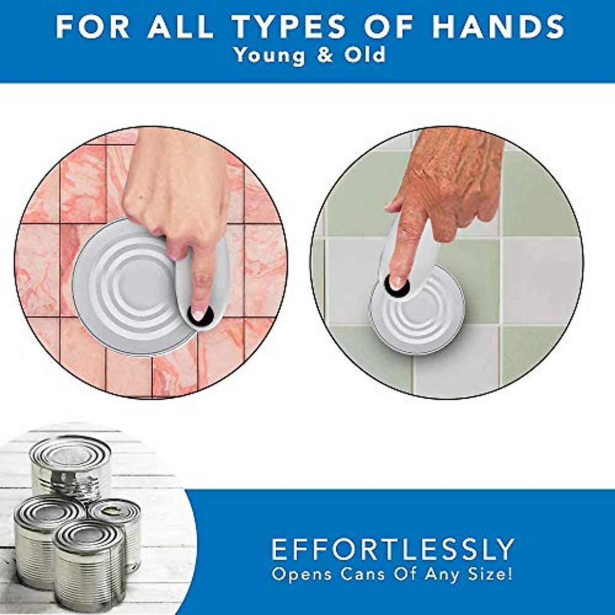 Portable One Touch Automatic Electric Can Tin+ Free Bottle Jar Grip Mate Opener Battery Operated Hands-Free for Seniors with Arthritis Eliminate Hand Pain HelpPrevent Injuries Strain