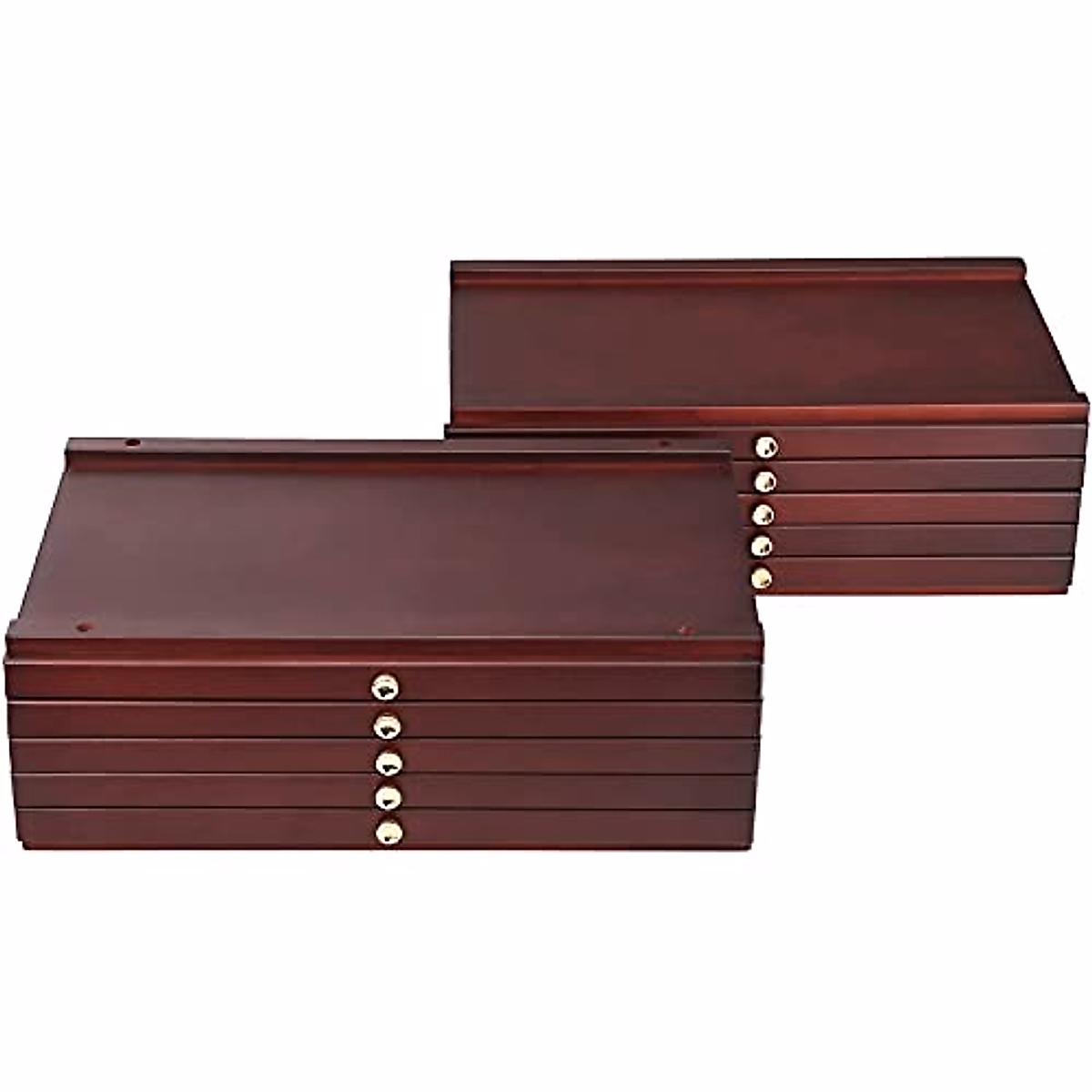 MEEDEN 10-drawer Wood Artist Supply Storage Box, Portable Beechwood Multifunctional Pencil Brush Organizer Wood Box with Drawer&Compartments for Pastels, Pencils, Pens, Makeup Brushes(Mahogany Color)