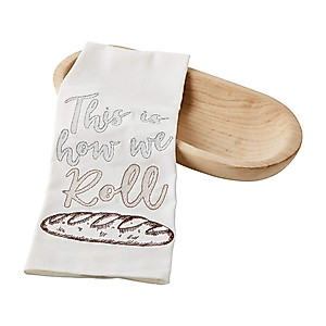 Mud Pie Paulownia Bread Bowl and Towel Set, 2 1/2" x 16" 26" x 16 1/2", Tan