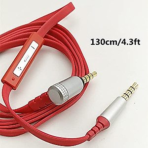 Koffmon MDR-X10 Replacement Auxiliary Aux Flat Cable Built-in Microphone and Volume Control Compatible with Sony MDR-XB920 MDR-X910 Headset (Red)