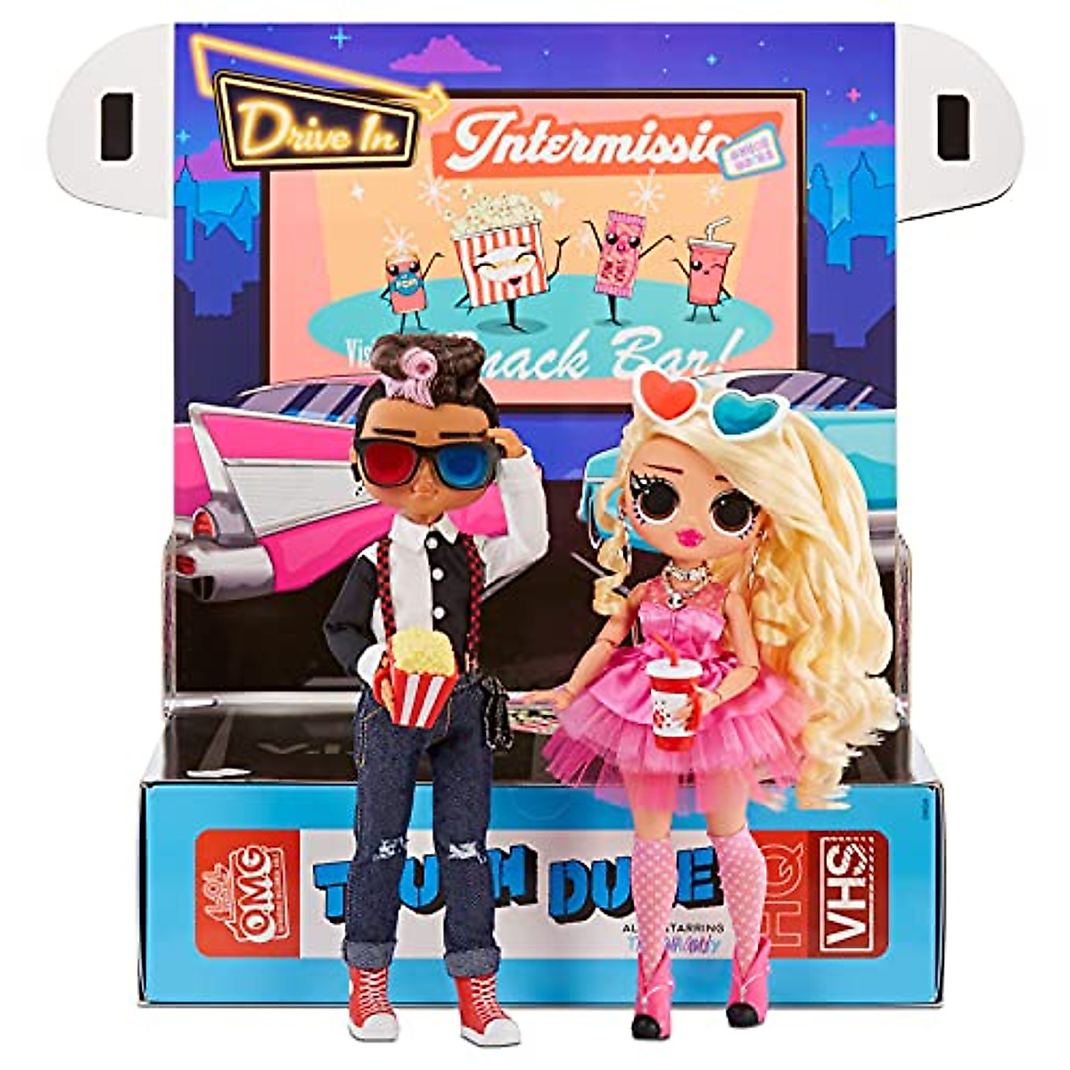 L.O.L. Surprise! OMG Movie Magic Fashion Dolls 2-Pack Tough Dude and Pink Chick with 25 Surprises Including 4 Fashion Looks, 3D Glasses, Accessories and Reusable Playset - Great Gift for Ages 4+