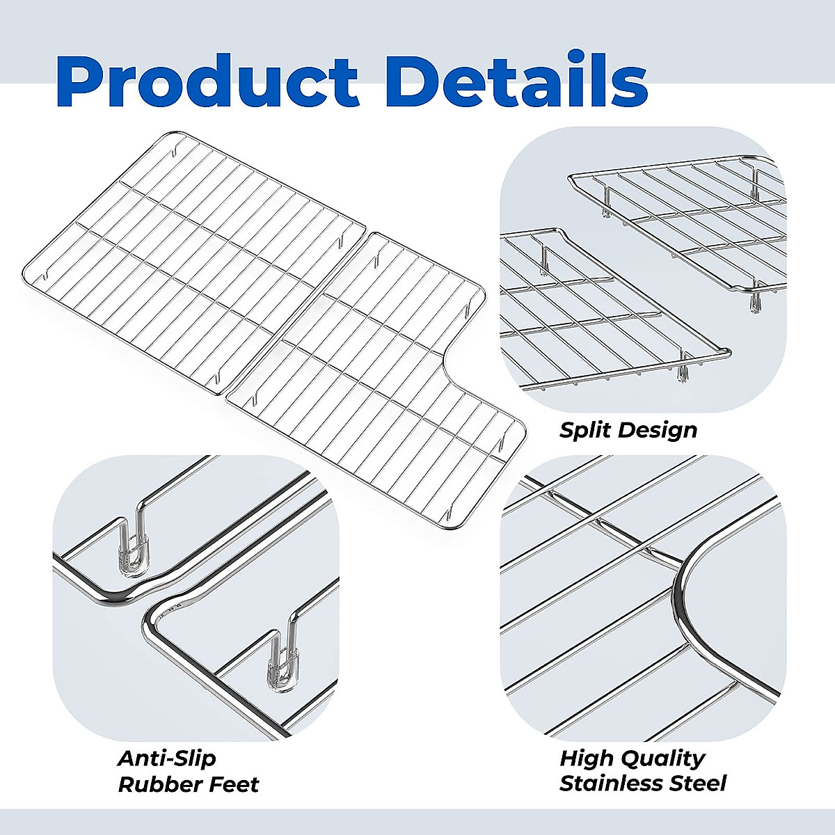 ANTOBLE K-6639-ST Sink Rack Compatible with Kohler Whitehaven Farmhouse Cairn K-6488 K-6489 K-27785 Bottom Basin Rack Kitchen Sink Protector 36" for Kohler Stainless Steel Sink Grid Replacement Part