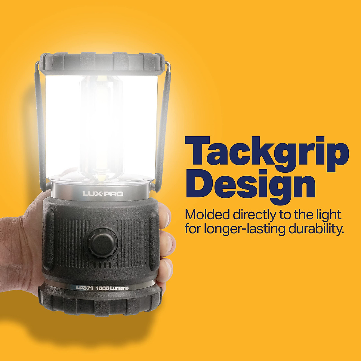 LUXPRO 4D Rugged 1000 Lumen LED Lantern with 4 Broadbeam LEDs for Up to 20 Hours of Use - Camping Lantern with Rubberized Metal Handle and IPX4 Water-Resistant Rating