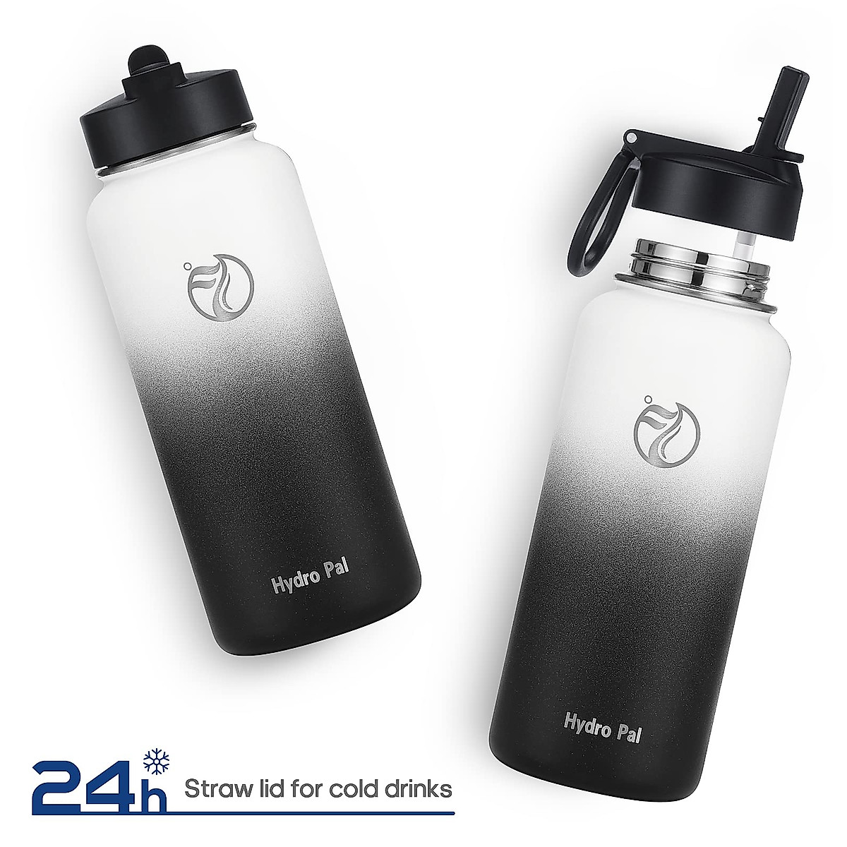 32 Insulated Water Bottles with 2 Leak Proof Lids(Spout Lid and Straw Lid), Wide Mouth Sport Water Bottle with Straw, Stainless Steel Powder-Coated Water Flask, Double Walled Vacuum Thermos