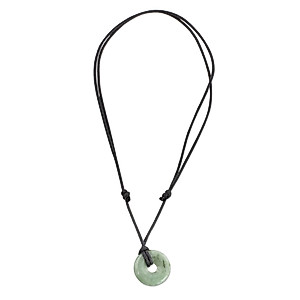 NOVICA Artisan Handmade Jewelry Jade Circular Pendant Necklace Light Green | Jade Necklace with Black Cotton Cord | Green Jade Natural Gemstone Necklace for Women | Mayan Themed Necklace from Guatemala 'Circle of Love'