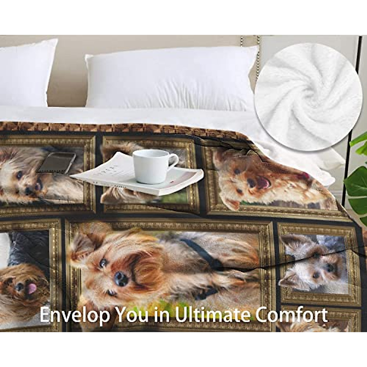 Yorkshire Terrier ​Blanket for Dog Lover, Fleece Throw Blanket for Couch Super Soft Cozy Bed Blanket Lightweight Plush Fuzzy Blankets and Throws for Sofa, 50 x 60 Inch