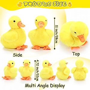 Zomiboo 5 Pieces Duck Stuffed Animals Includes Big Stuff Mommy Duck with 4 Little Baby Duck Plush Toys Soft Duck Family Plush Set with Zipper Pouch for Toddlers Boys Girls (Yellow Duck)