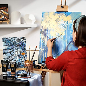 ARTEZA Metallic Acrylic Paint, 8 Metallic Colors in 4.06 ounce Tubes, Non Toxic Artist Paints for Hobby Painters, Art Supplies for Canvas Painting