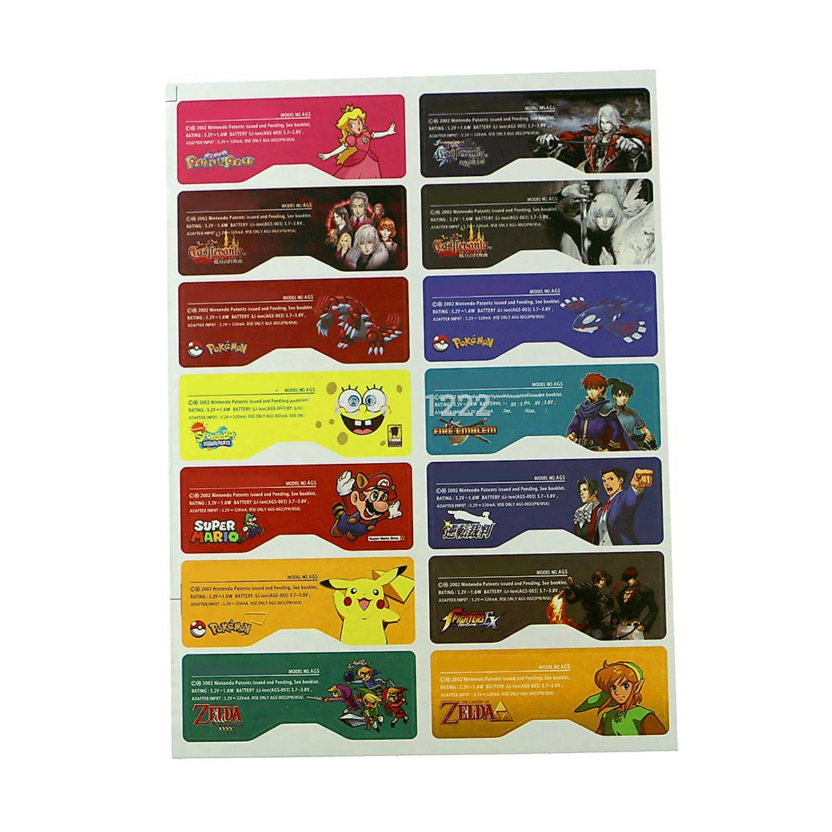 Label Sticker Nameplate Sticker fit for Game boy Advance SP GBA SP Console 1Set(14Groups)